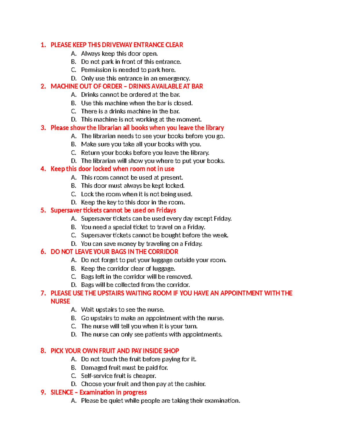 B1 - Important Notices and Guidelines for Various Situations - Studocu