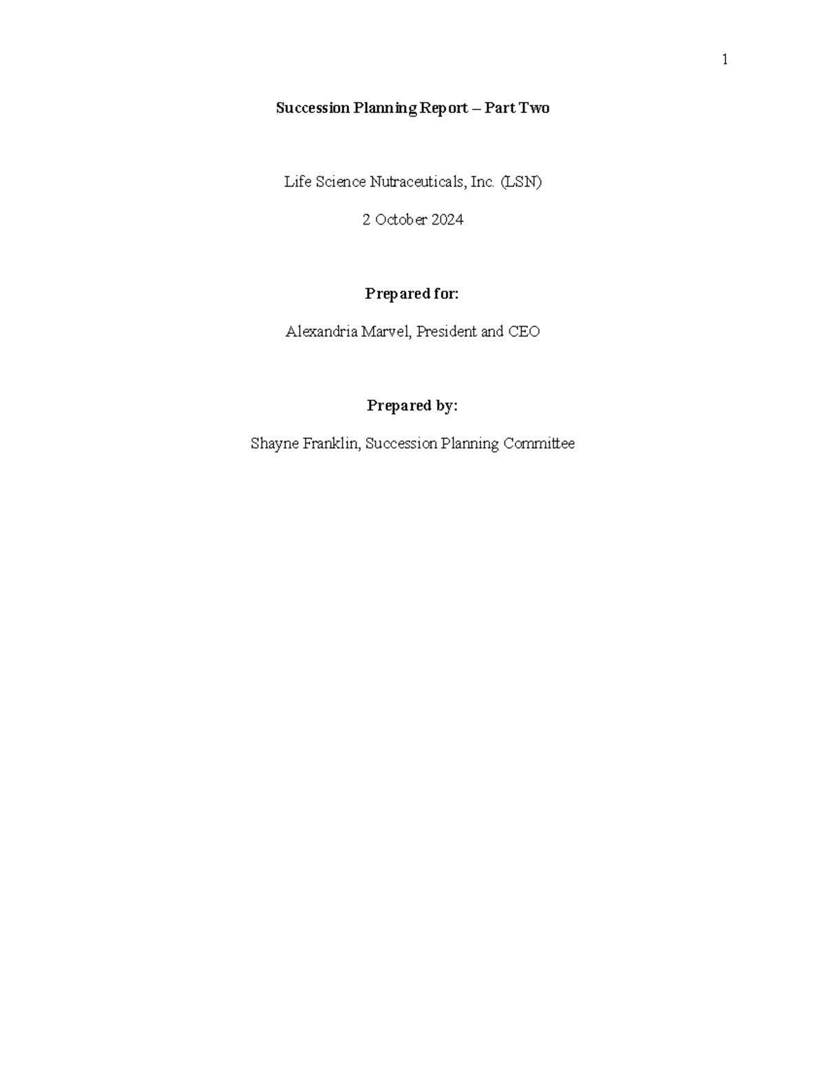 Succession Planning Report-Part Two - Succession Planning Report – Part ...
