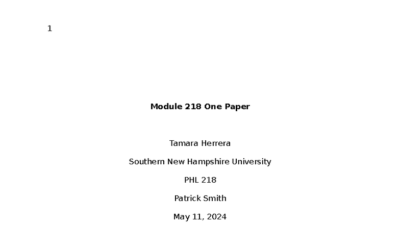PHL 218 Module 1 Short Paper: Exploring Ethics and Frameworks - Studocu