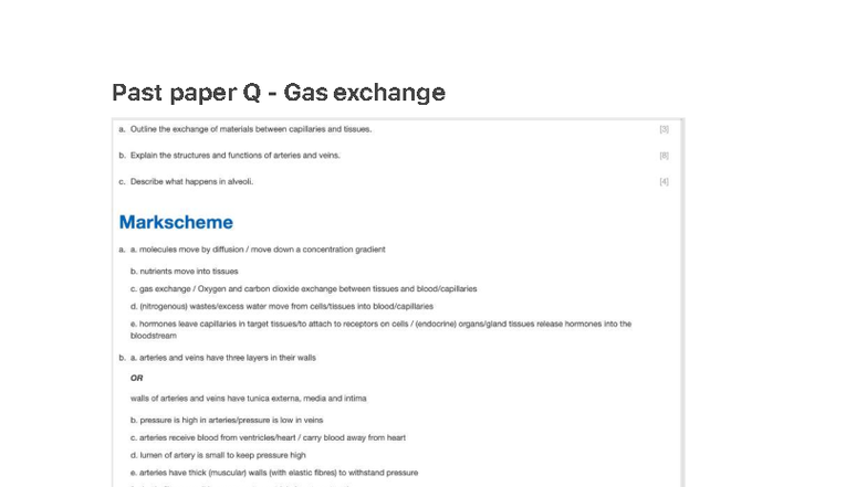 Gas Exchange PPQ - Biology Past Paper Questions (IB Biology) - Studocu