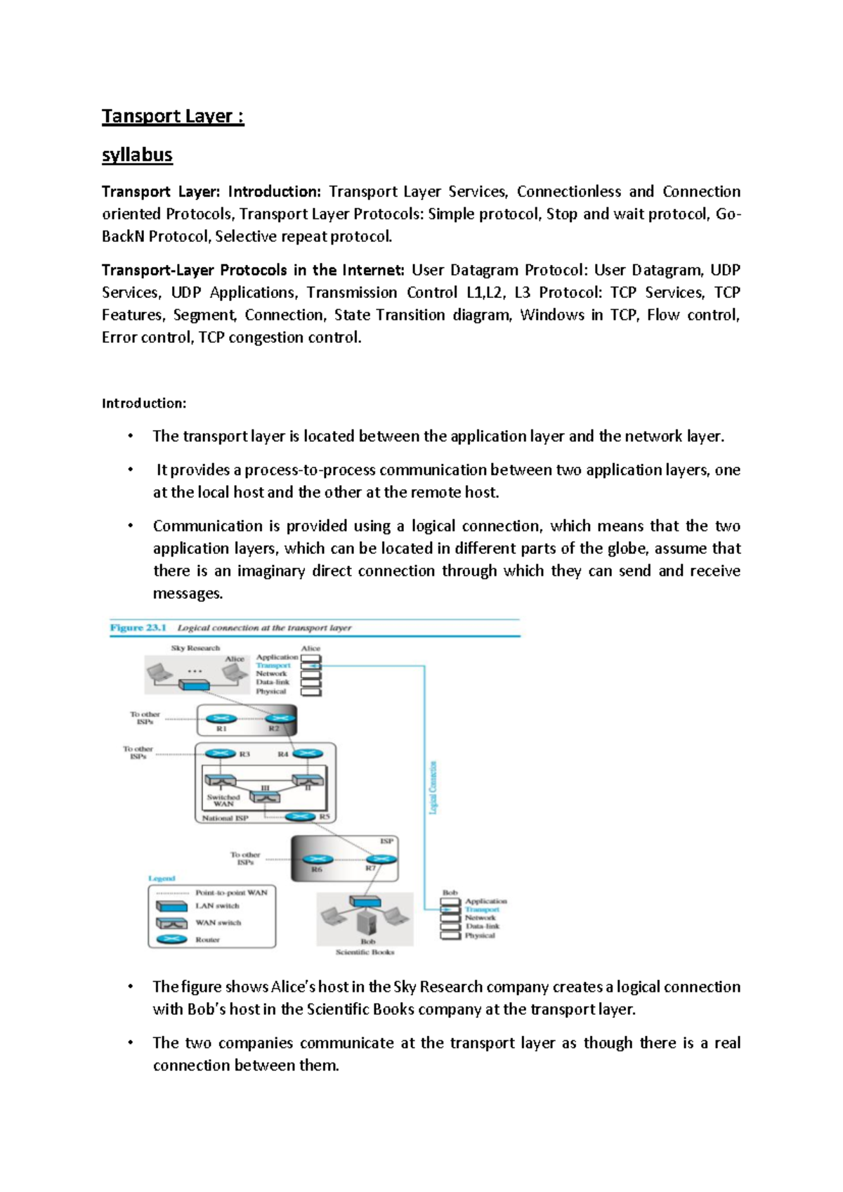 CN Module 4 - Transport Layer Protocols and Services Notes - Studocu