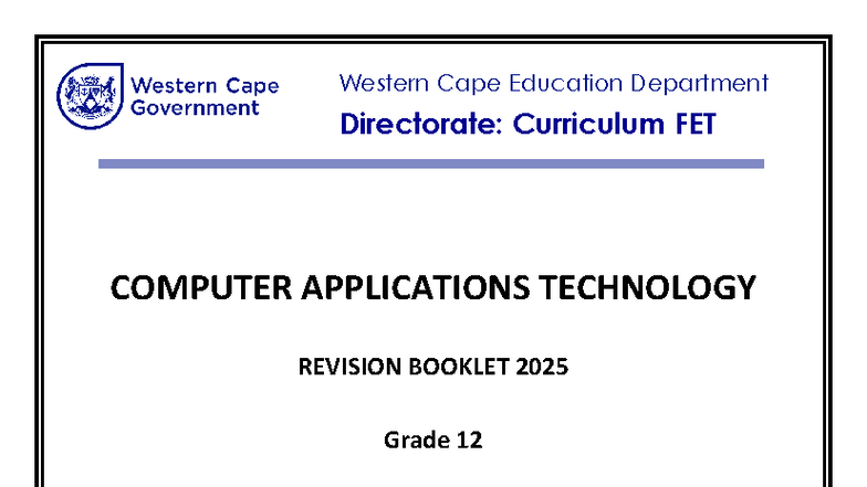 CAT Grade 12 Term 1 Revision Booklet 2025: Key Concepts & Practice ...