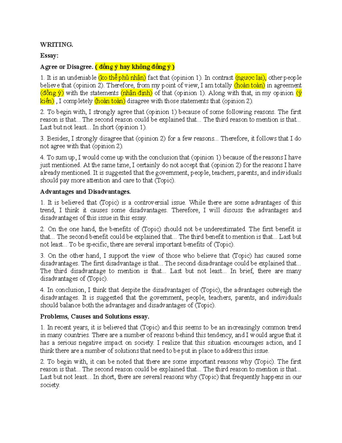 WRITING 101: Agree or Disagree Essay Notes - Studocu