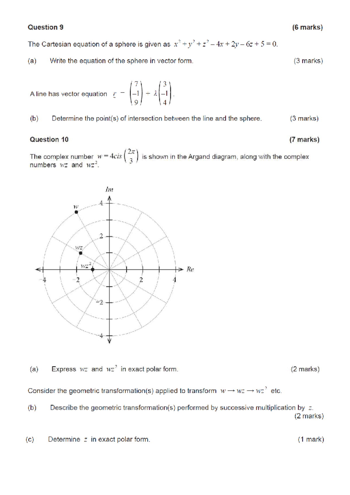 Wk2 L2 - Sphere & Complex Numbers Exam Questions - Studocu