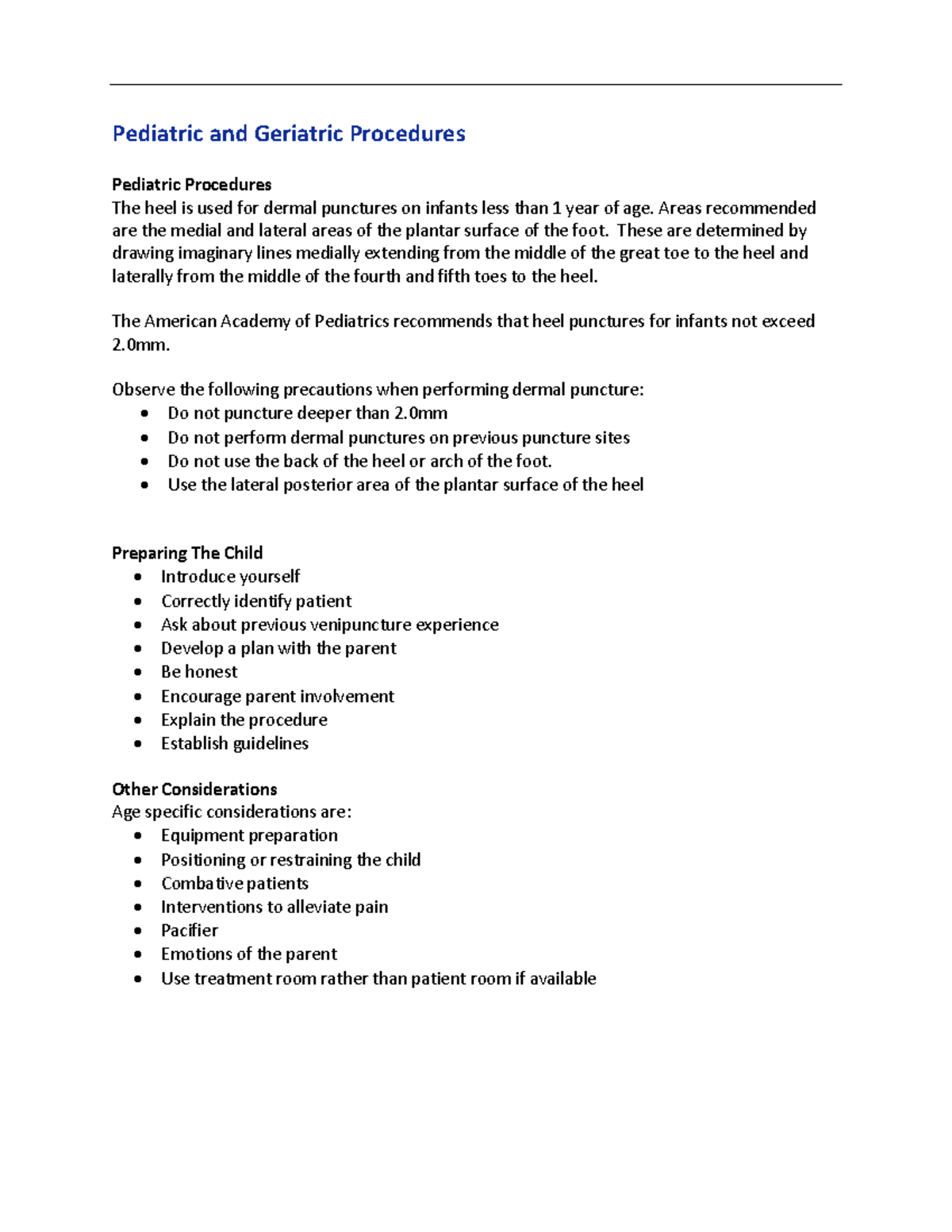 Lesson 23-6 Pediatric and Geriatric Procedures - Pediatric and ...