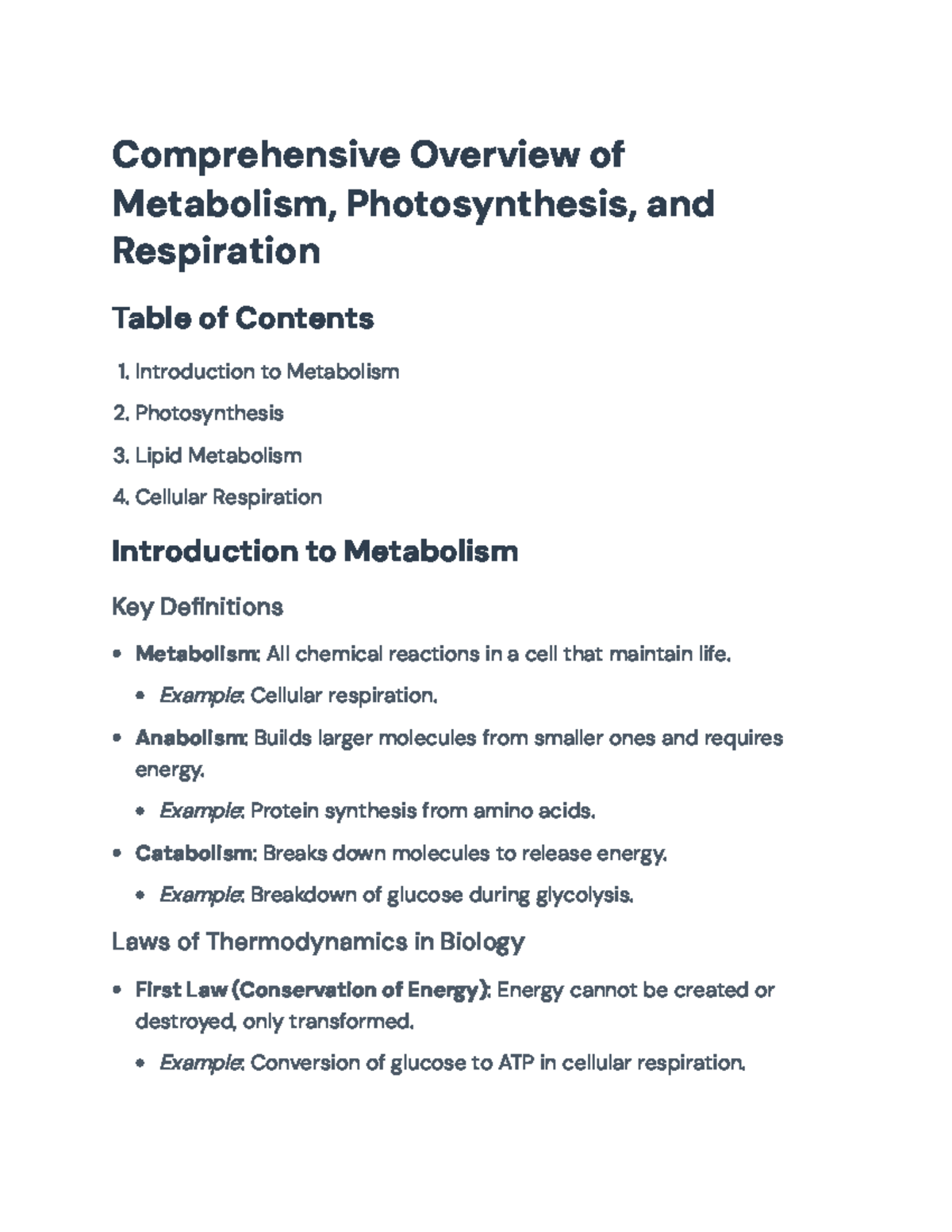 Metabolism, Photosynthesis & Respiration: A Comprehensive Overview ...