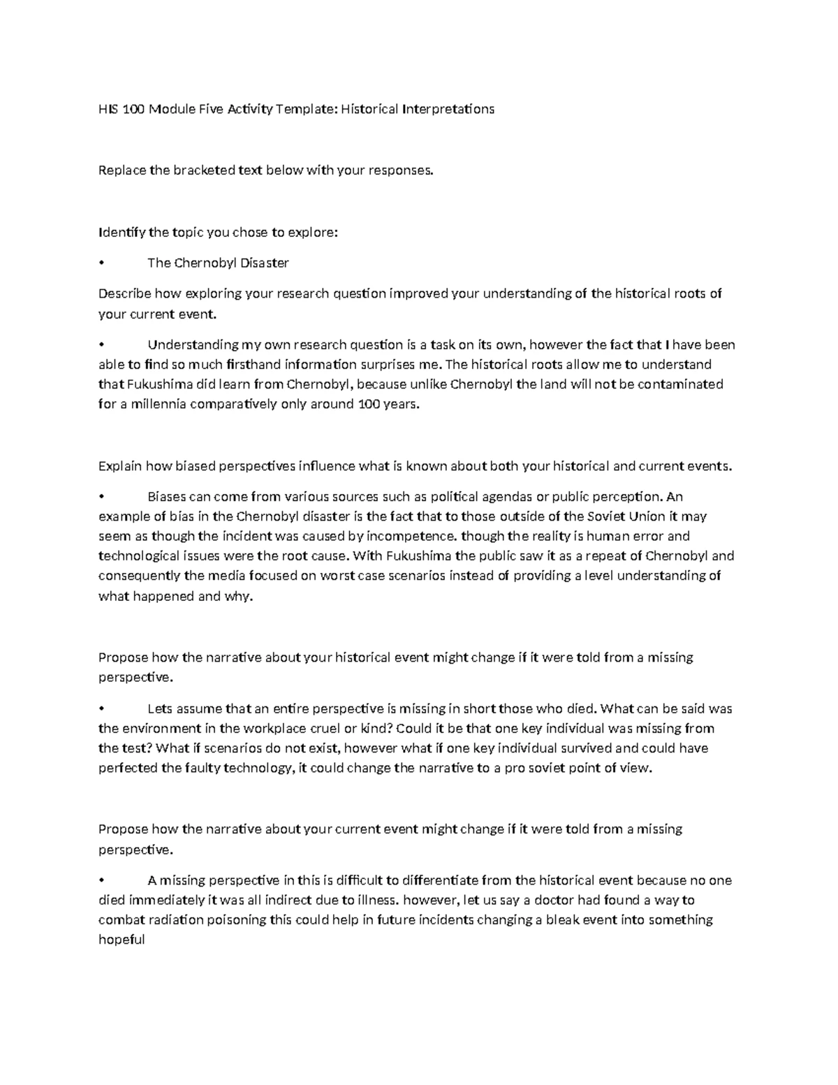 HIS 100 Module 3 Activity: Historical Context of Chernobyl Disaster ...