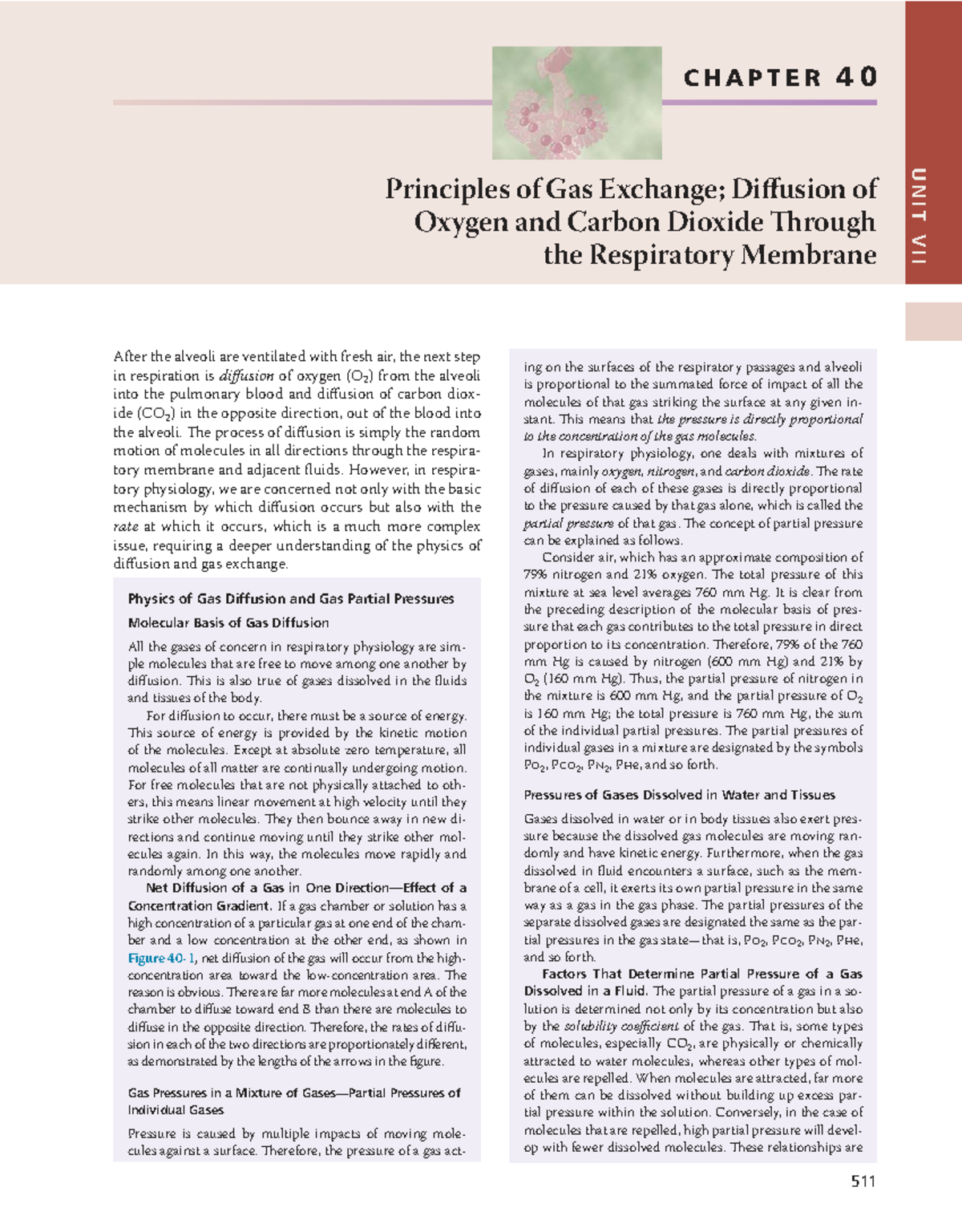 CHAPTER 40 Principles of Gas Diffusion: O2 and CO2 Exchange in ...