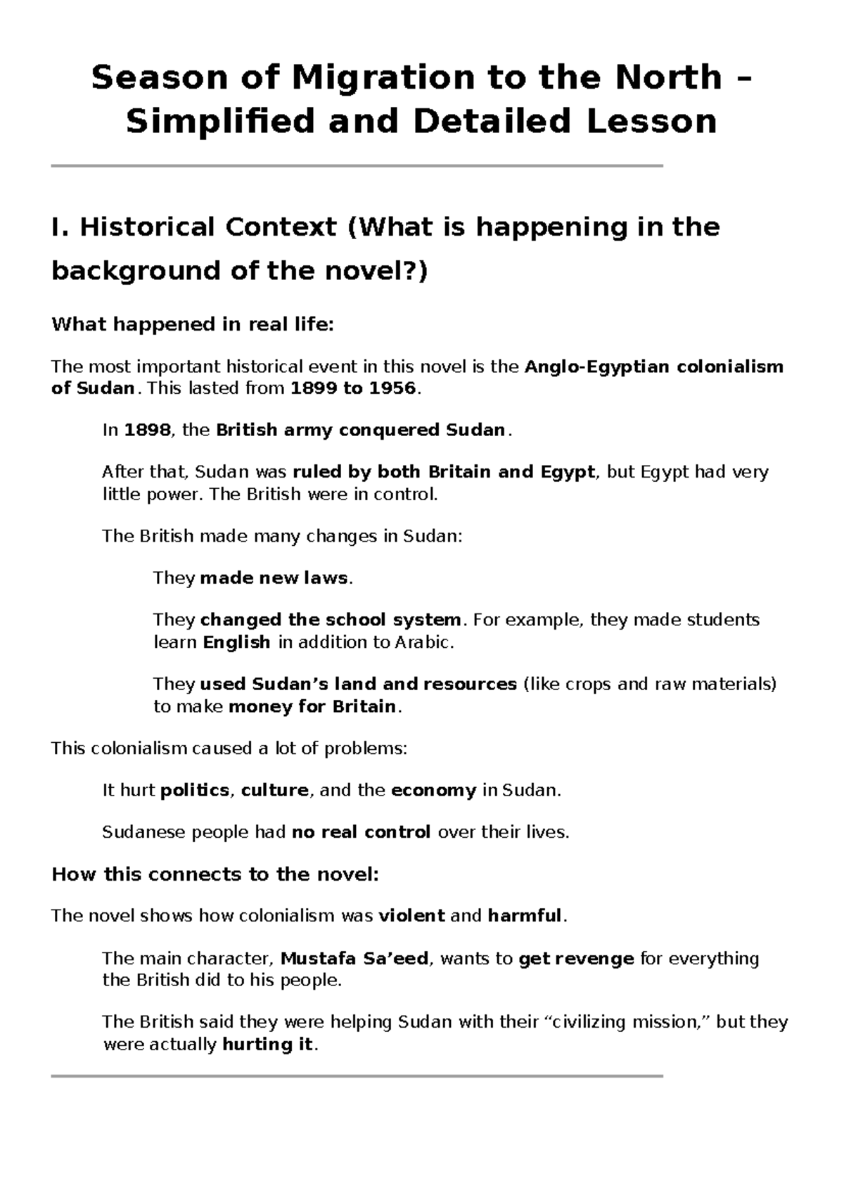 Season of Migration to the North: Detailed Lesson on Historical Context ...