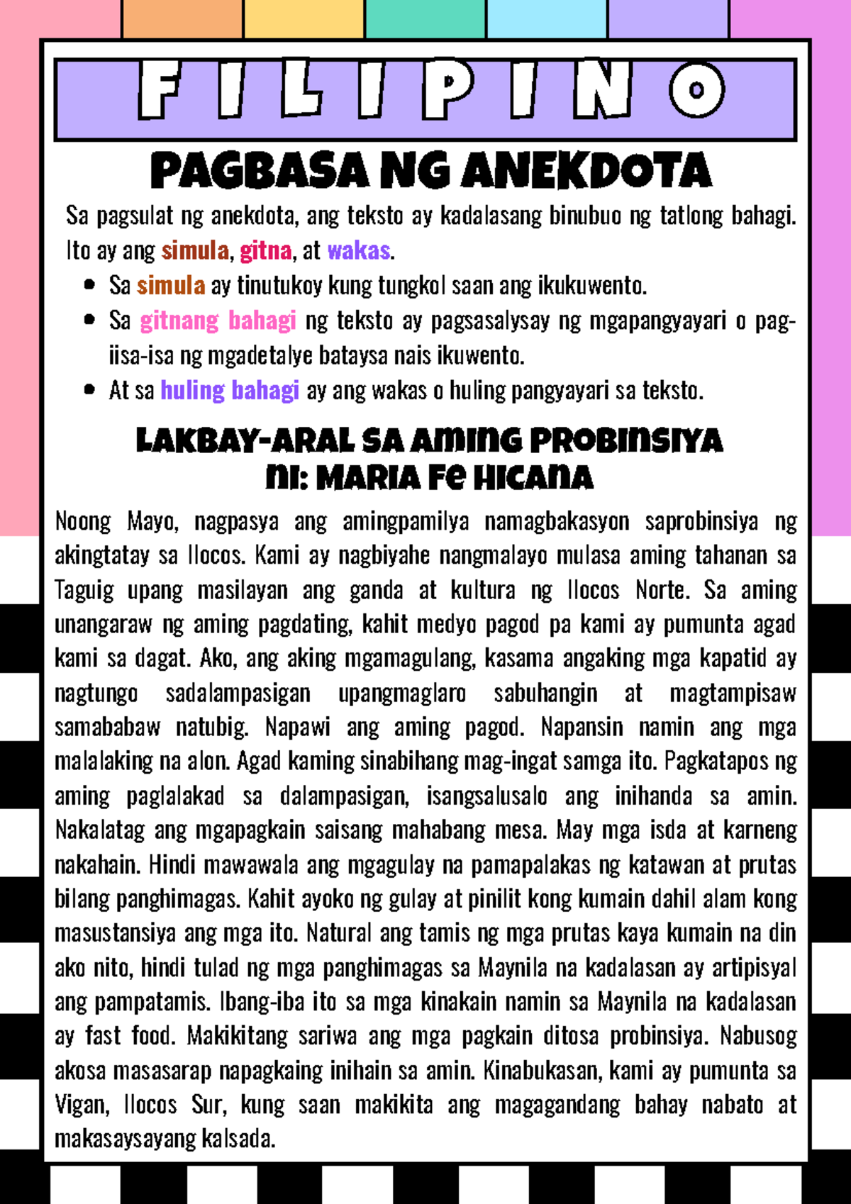 Filipino Activities Q2: Anekdota, Talambuhay, at Kasinghulugan - Studocu