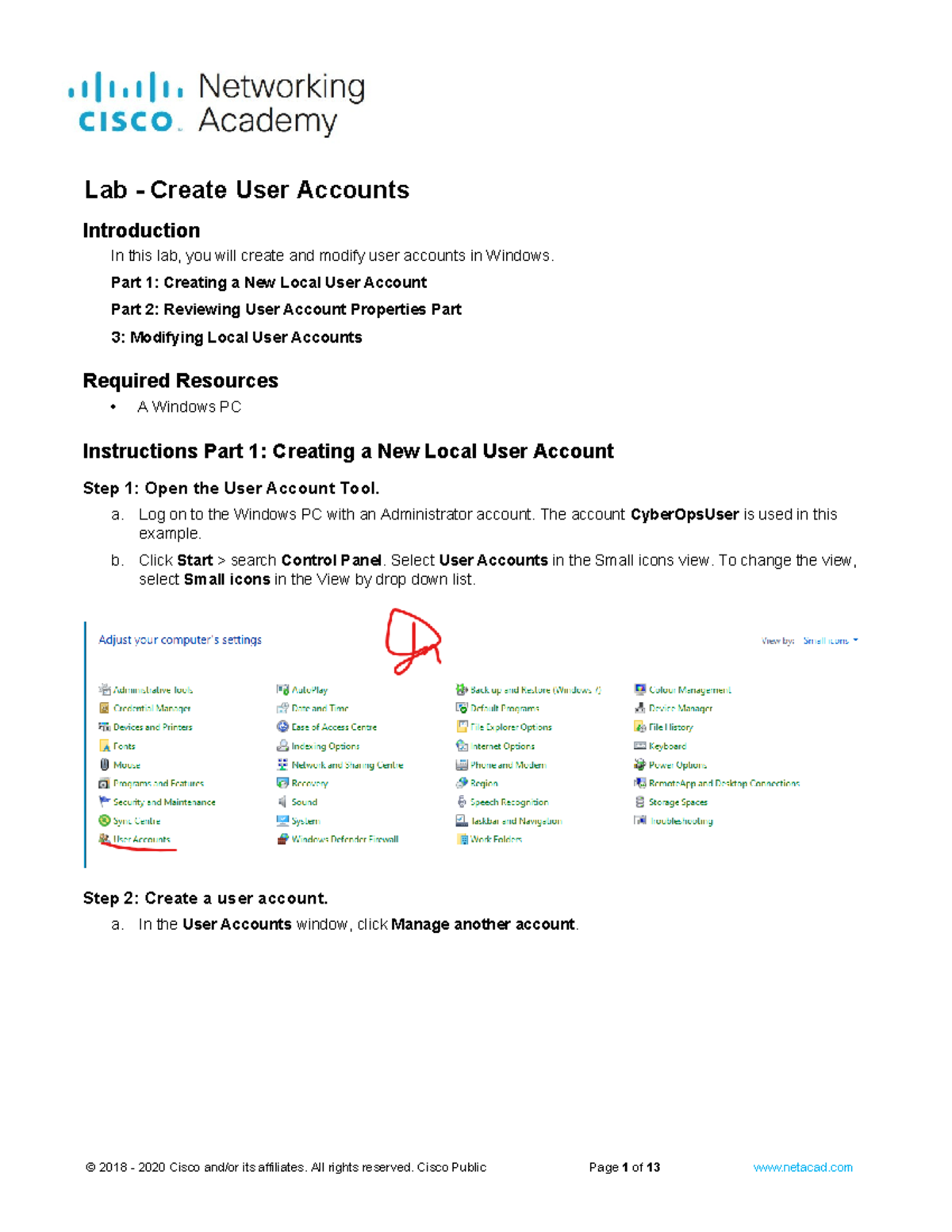3.3.10 Lab: Creating and Modifying User Accounts in Windows - Studocu