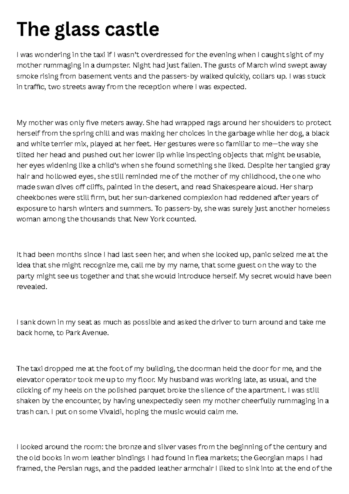 The Glass Castle: A Memoir of Resilience and Struggle (ENG 101) - Studocu