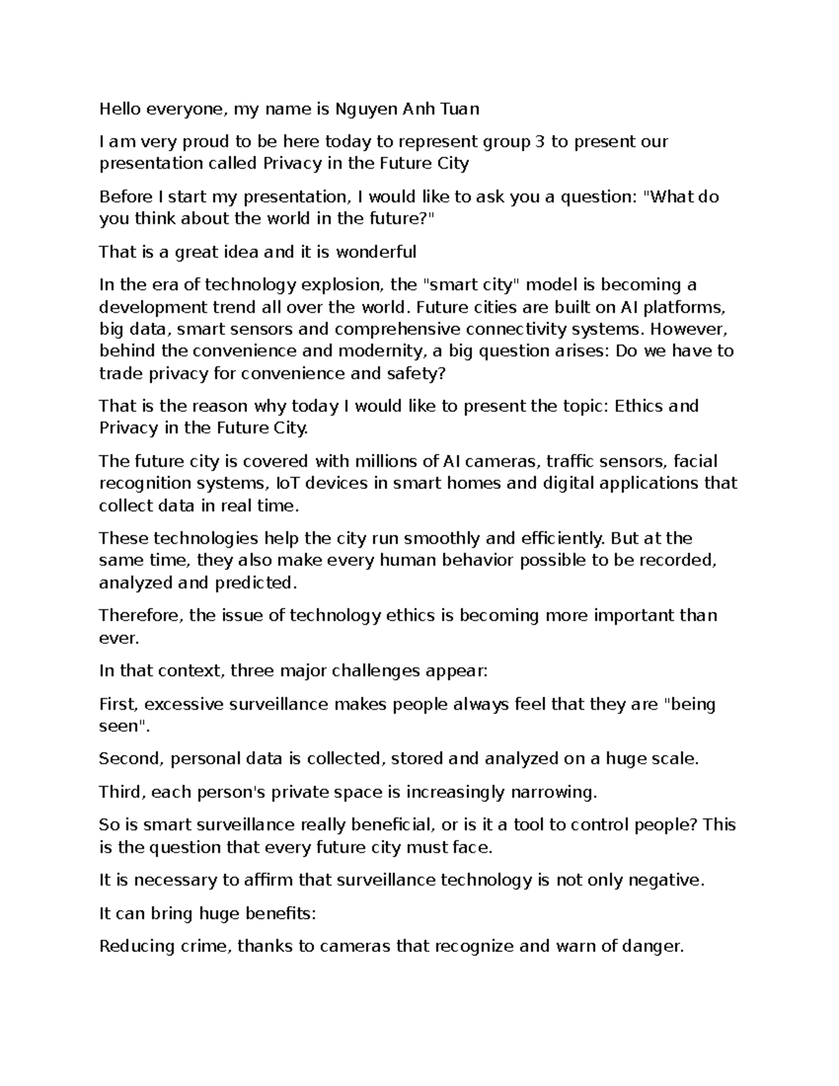 Ethics and Privacy in Future Cities: A Group 3 Presentation - Studocu