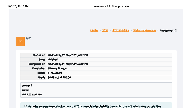 Assessment 2: Attempt Review for UNISA 2025 - Studocu