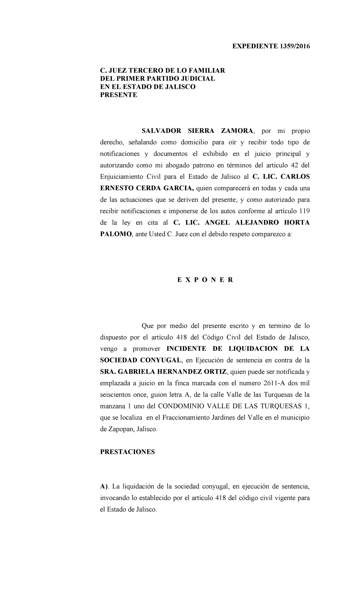 Acto Prejudicial de Separación de Personas en Juicio Familiar - Studocu