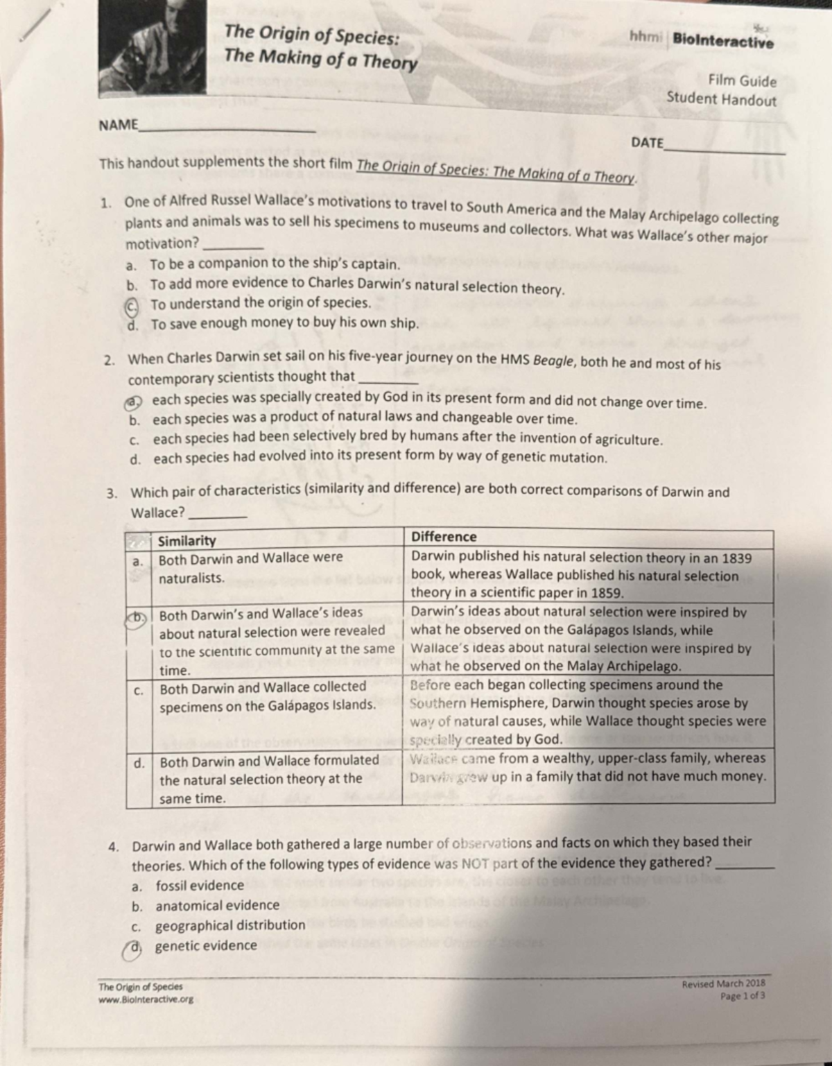Origin of species - Evolution study - The Origin of Species: hhmi ...