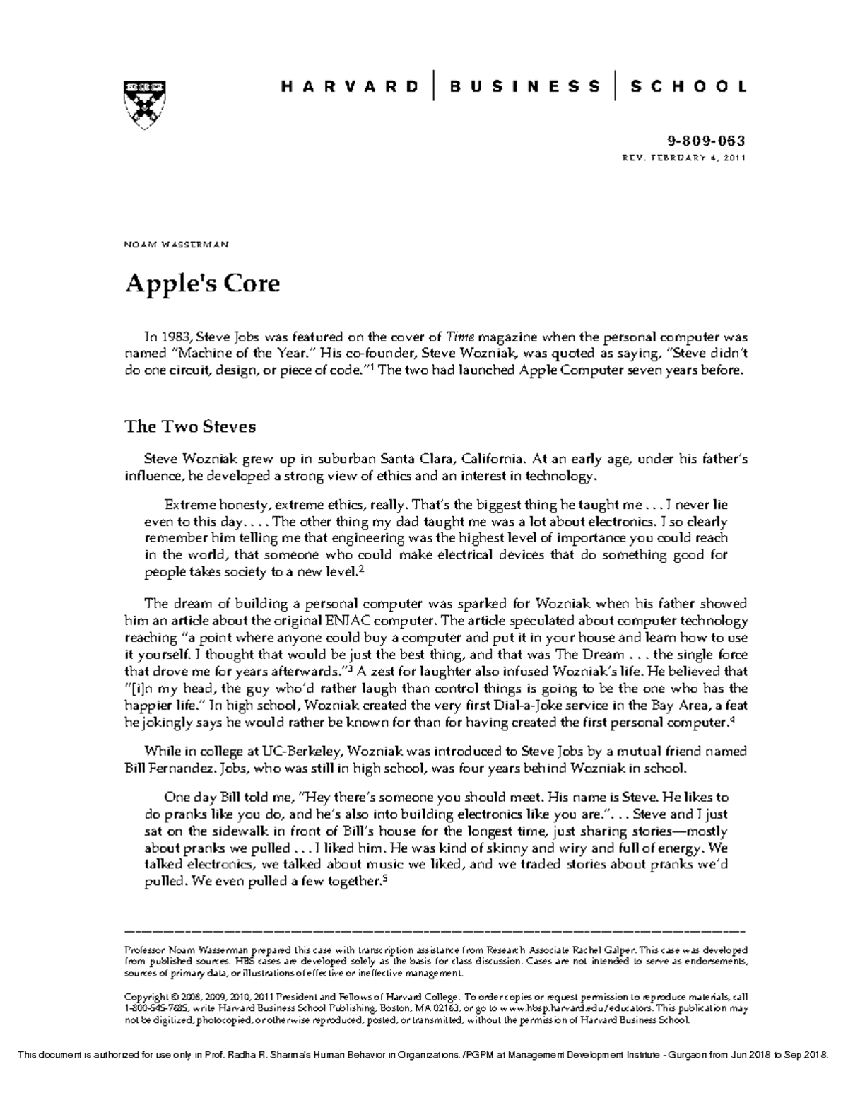 Apple Core Inc - Case Study (HBO 101) - Studocu