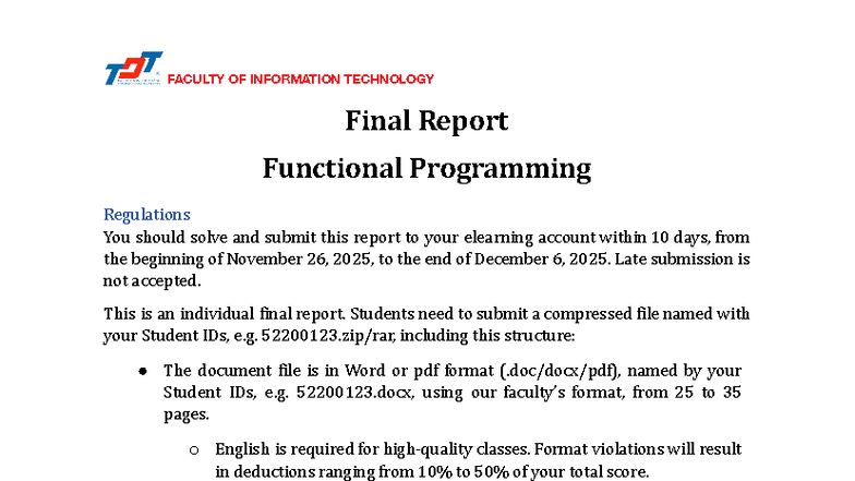 FACULTY OF INFORMATION TECHNOLOGY Final Report on Functional ...