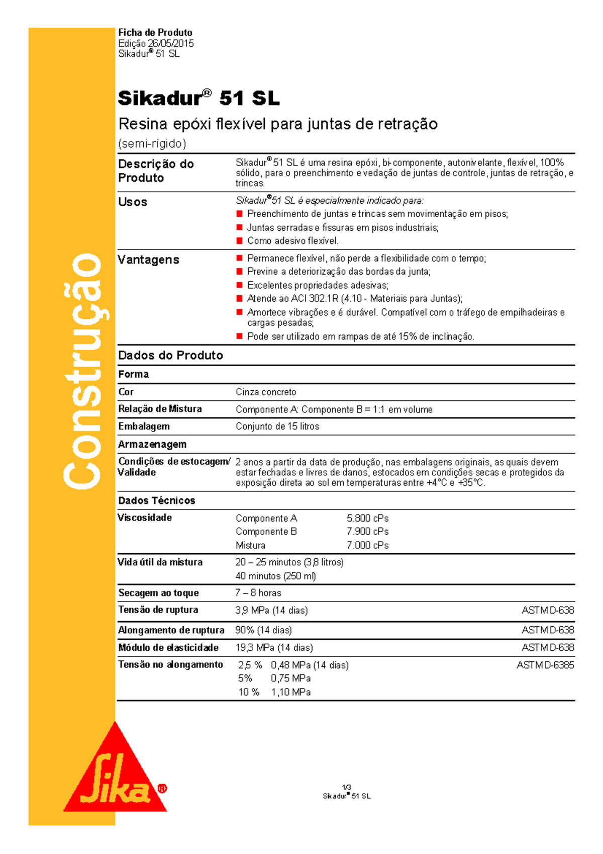 Sikadur 51 SL - Na real não é - Ficha de Produto Edição 26/05/ Sikadur ...