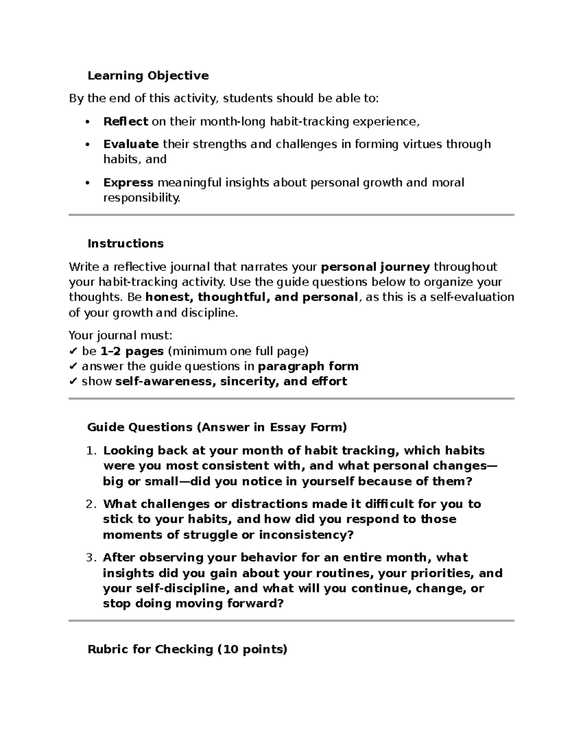 Habit Tracker Journal Prompt: Reflecting on Personal Growth and Virtues ...