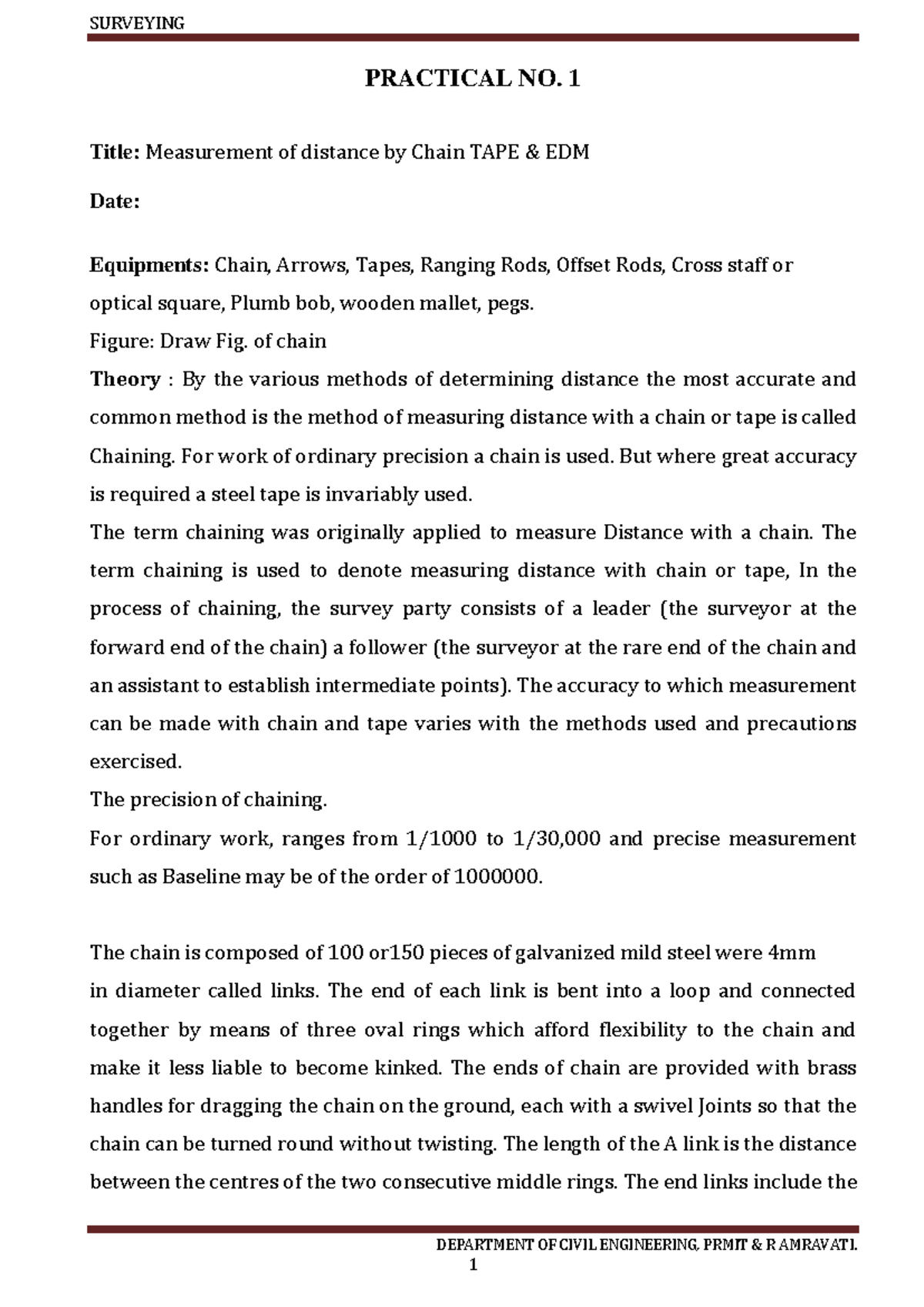 Surveying Lab Manual (CIV 101) - Practical Exercises and Techniques - Studocu