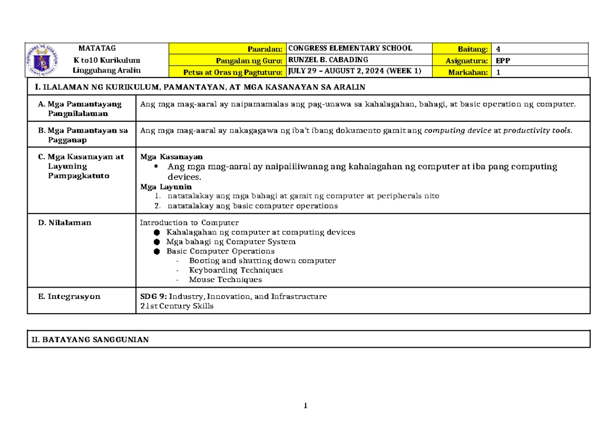 Mga Bahagi ng Computer - Lecture Notes - Studocu
