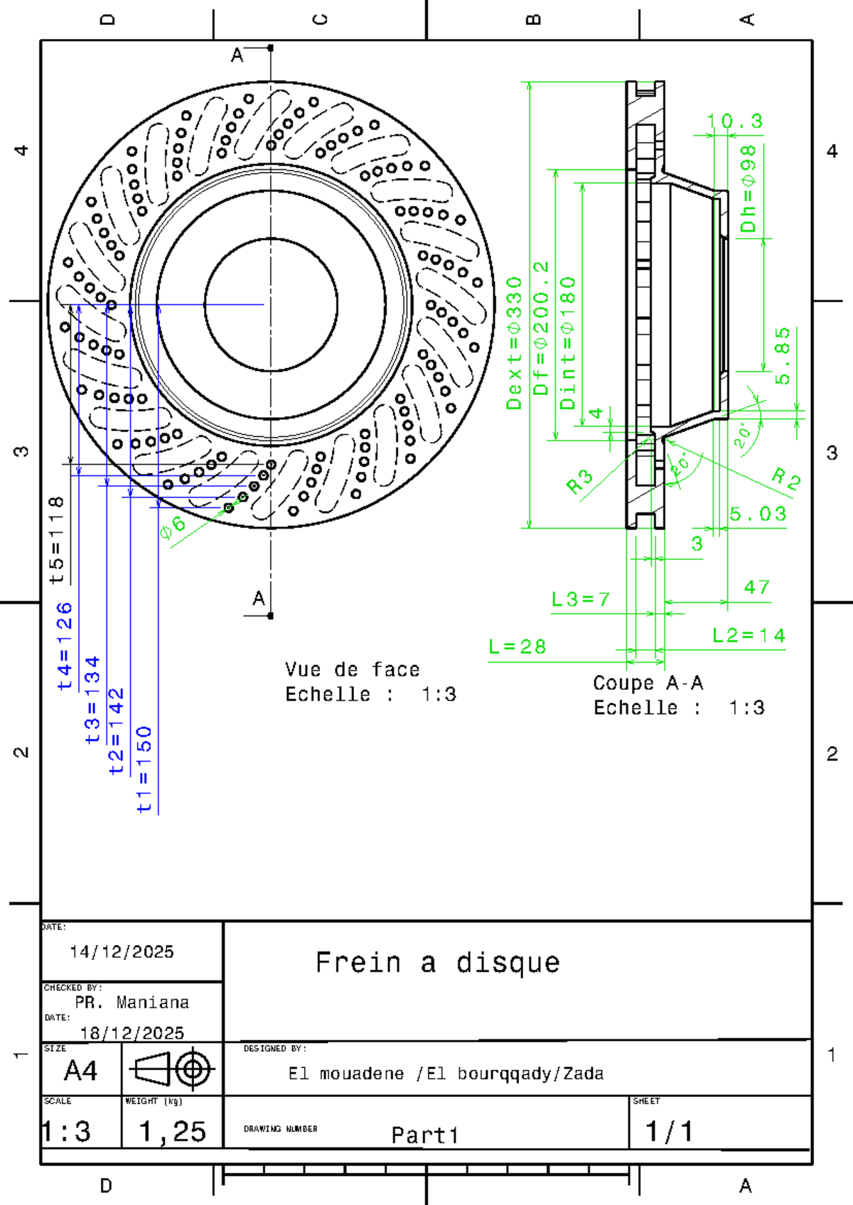 Disque - D A D C B A 33 2 2 44 11 SCALE WEIGHT (kg) DRAWING NUMBER ...