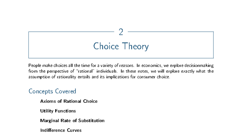 02 - Choice Theory: Understanding Rational Consumer Choices - Studocu
