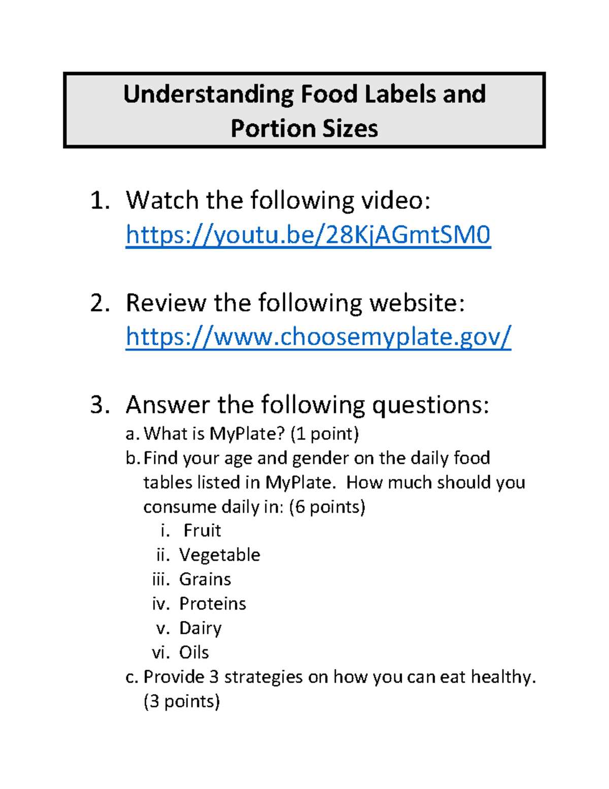 Understanding Food Labels 6NPA - Understanding Food Labels and Portion ...
