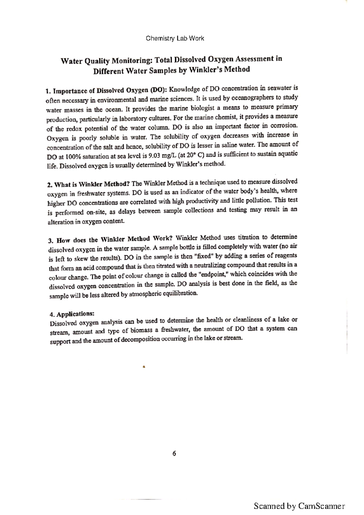 Chemistry LAB 3 - Chemistry Lab Work Water Quality Monitoring: Total ...