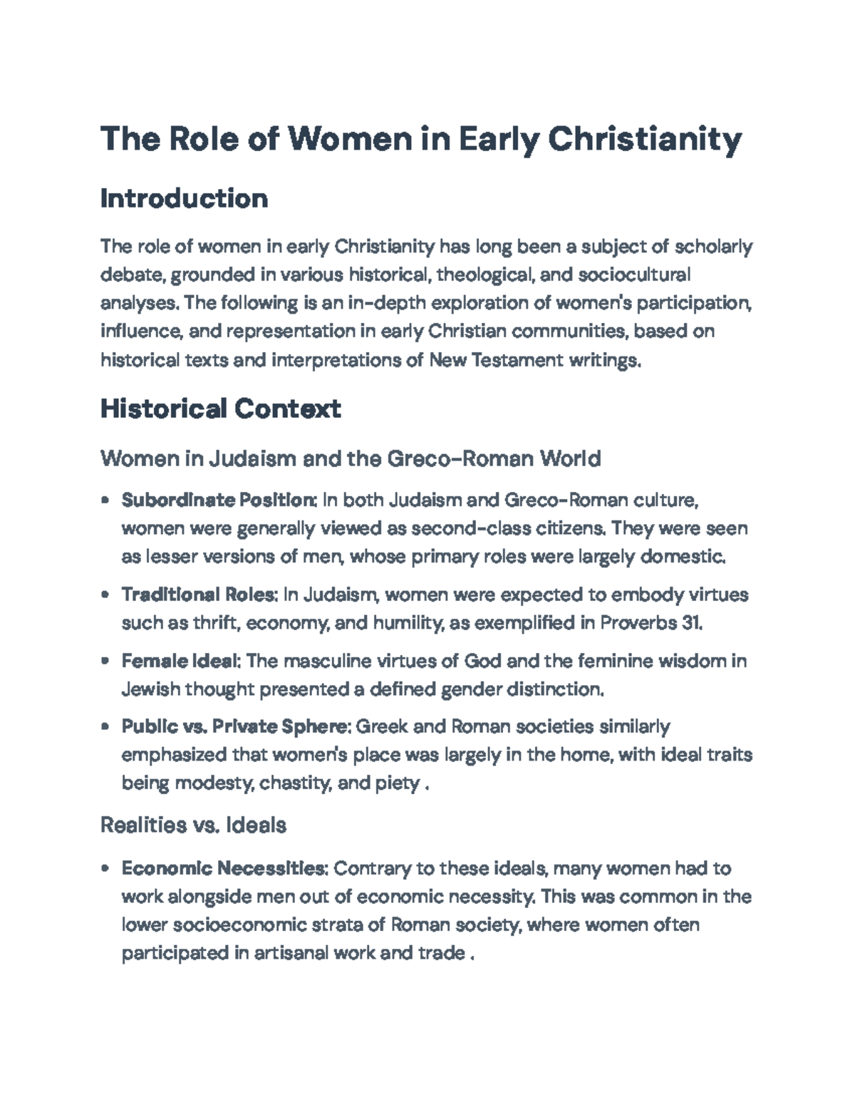 The Role of Women in Early Christianity: Historical Insights and ...