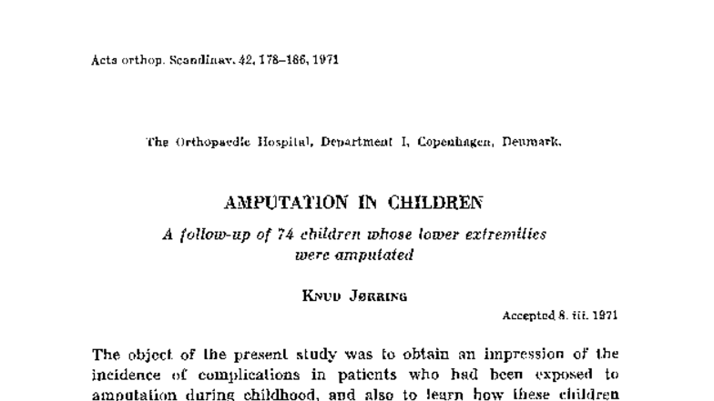 Amputation in Children: A Study of 74 Cases at Orthopaedic Hospital ...