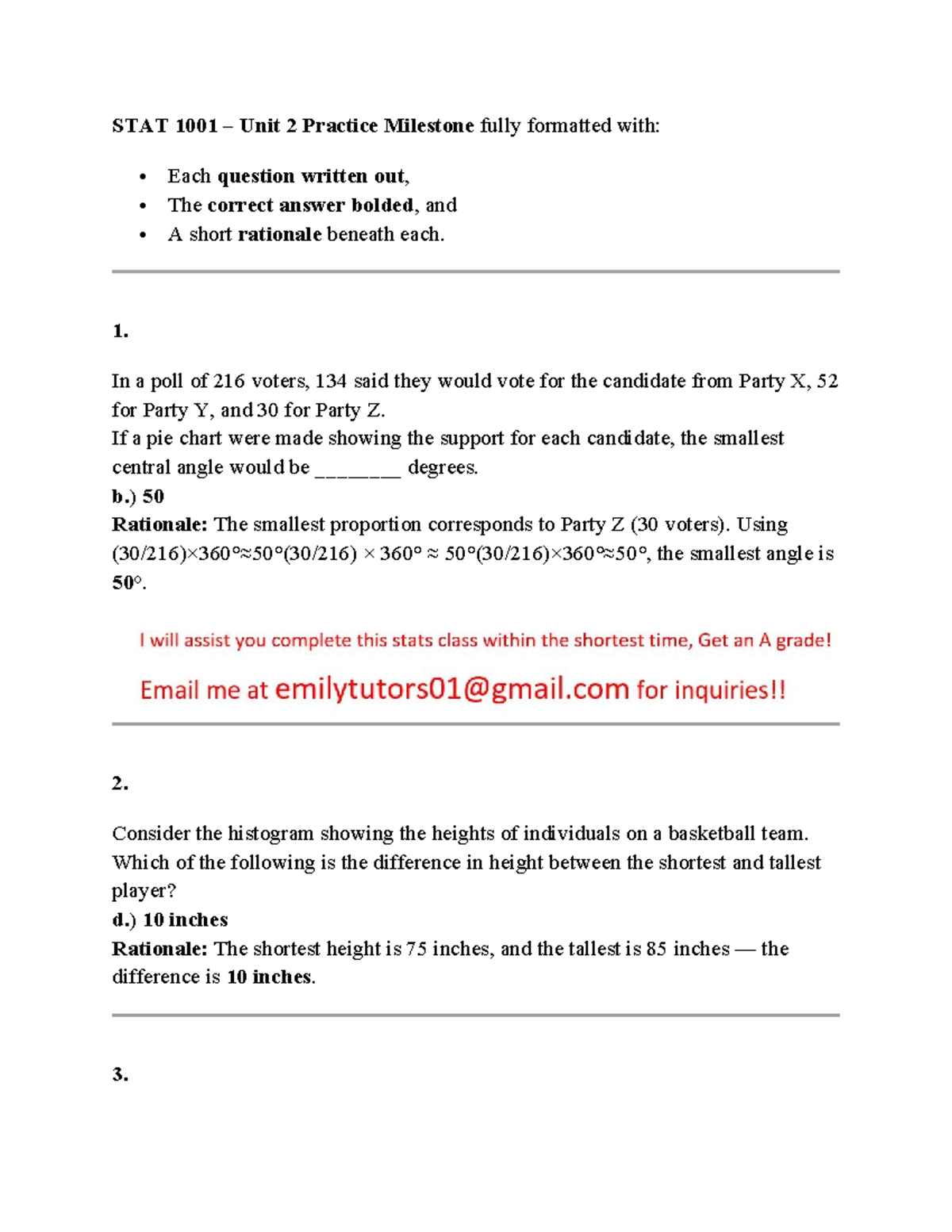 STAT 1001 – Unit 2 Milestone: Data Representation & Distributions - Studocu