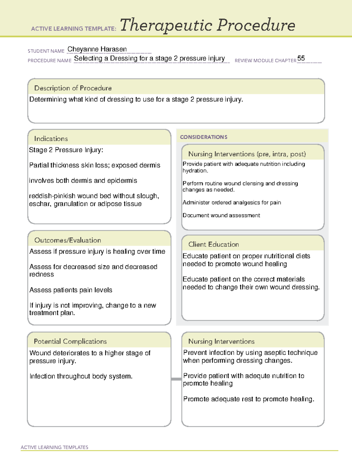 ACTIVE LEARNING TEMPLATE: Dressing Selection for Stage 2 Pressure ...
