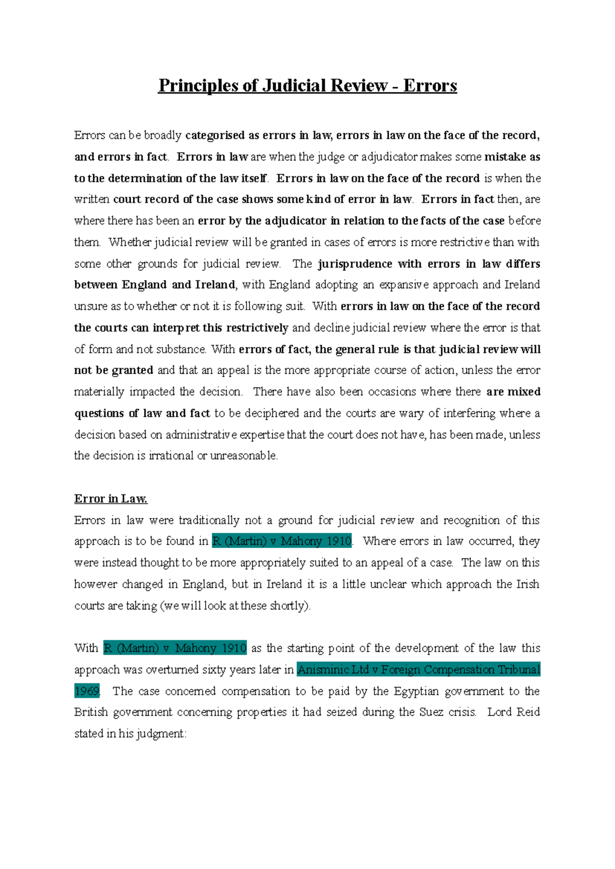 Judicial Review Principles & Error Analysis in Law - Legal Frameworks ...