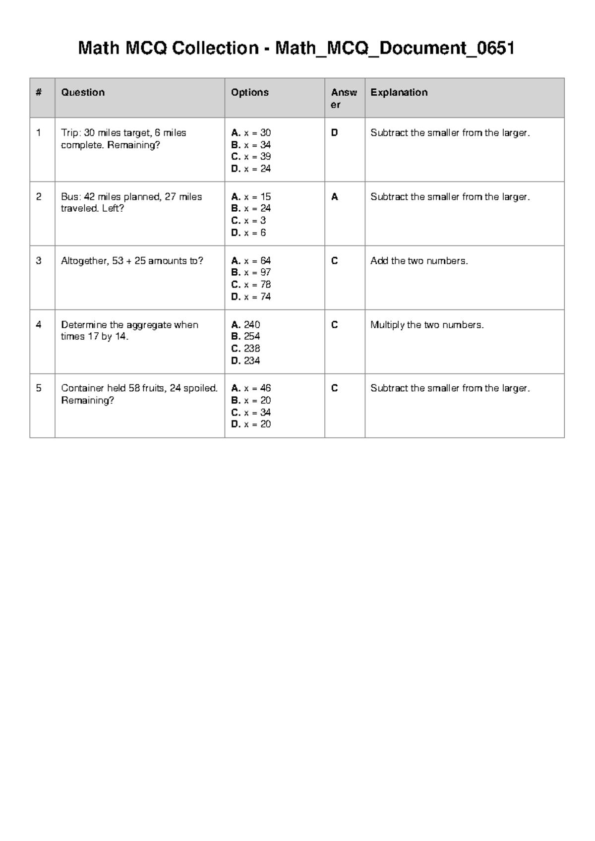 Math MCQ Collection - Basic Concepts in Statistics (Math_MCQ_0651 ...