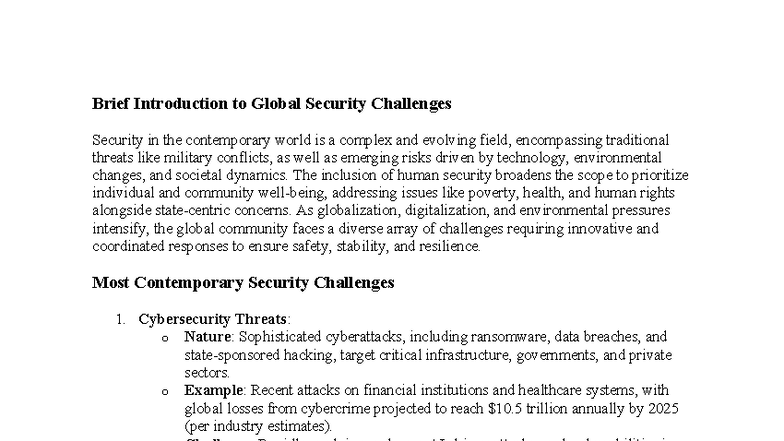 Contemporary Security Challenges: A Brief Overview of Global Issues ...