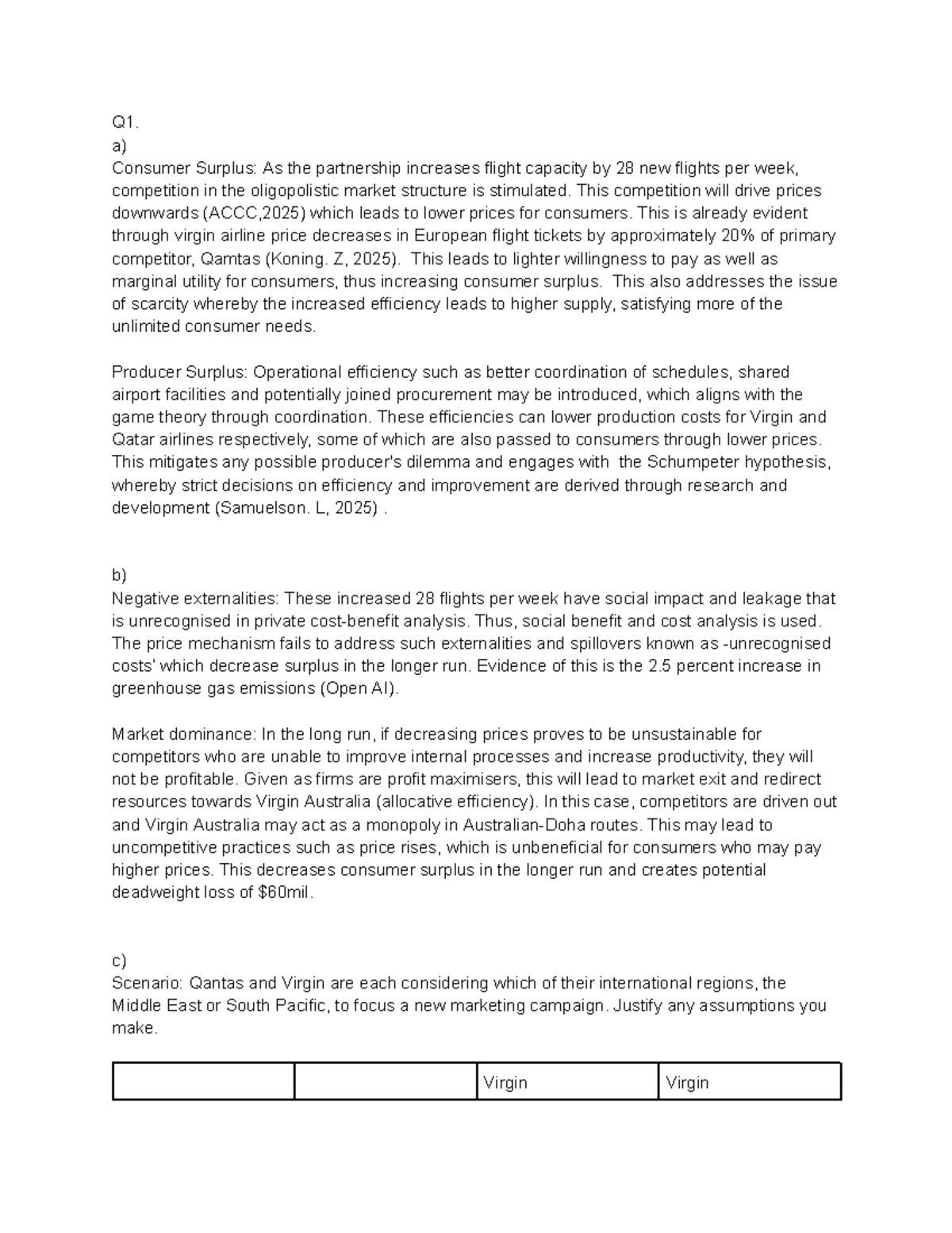 Final Exam: Analysis of Consumer and Producer Surplus in Aviation ...