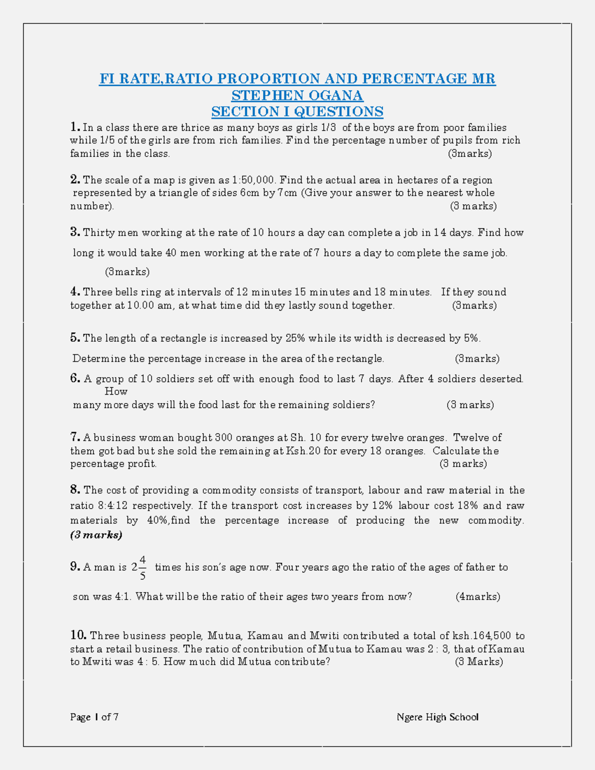 1.11 Rates, Ratios, Proportions, and Percentages Practice Questions ...