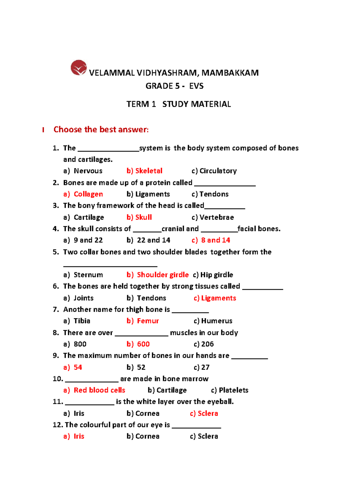 Grade 5 EVS - Term 1 Comprehensive Study Material and Q&A Guide - Studocu