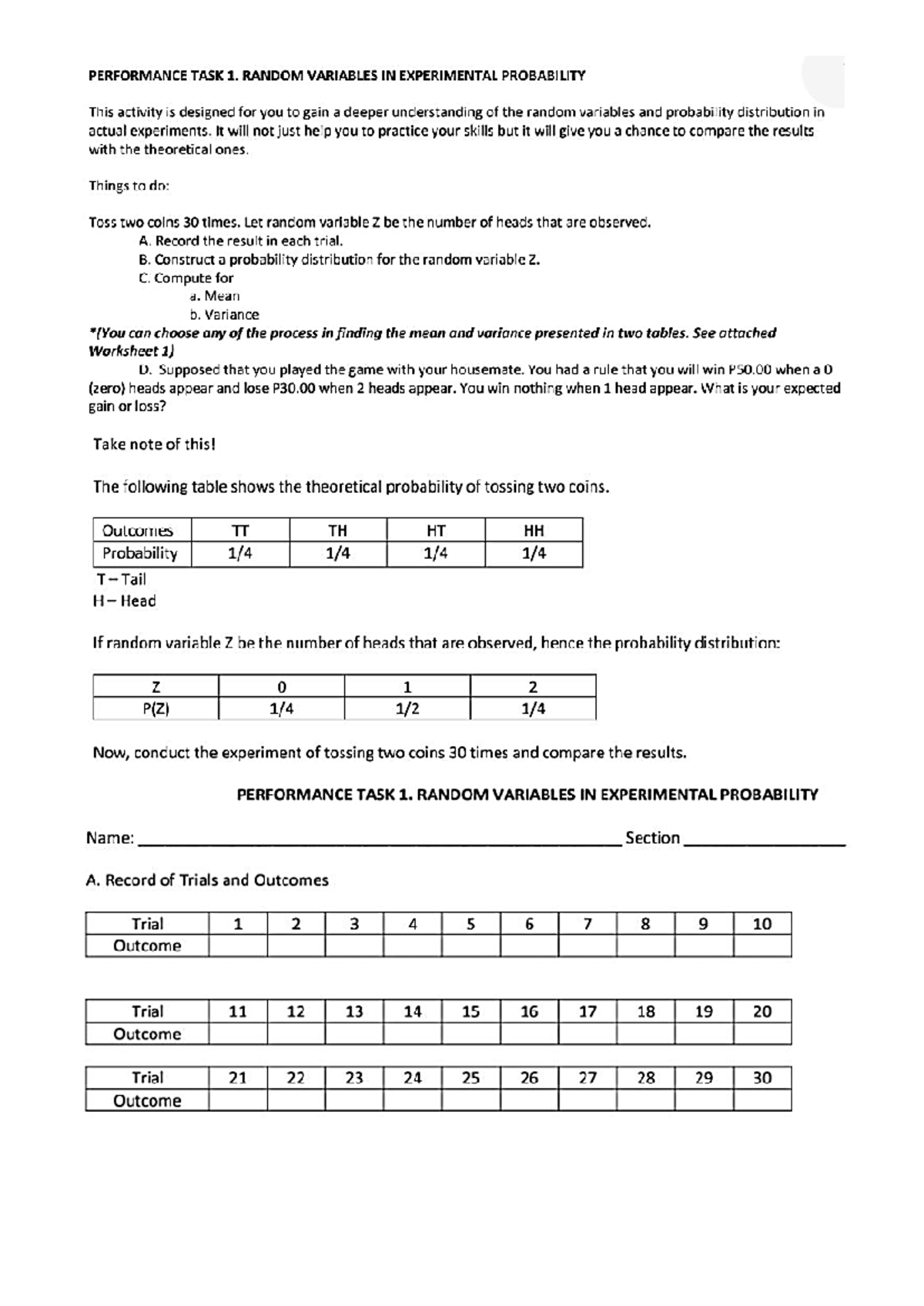 Perftask - performance task - grade 11 Math - Studocu