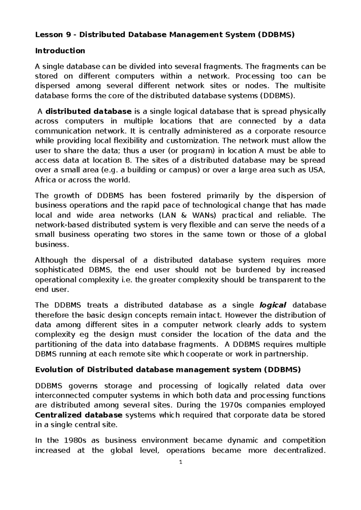 Lesson 9: Introduction to Distributed Database Management Systems ...
