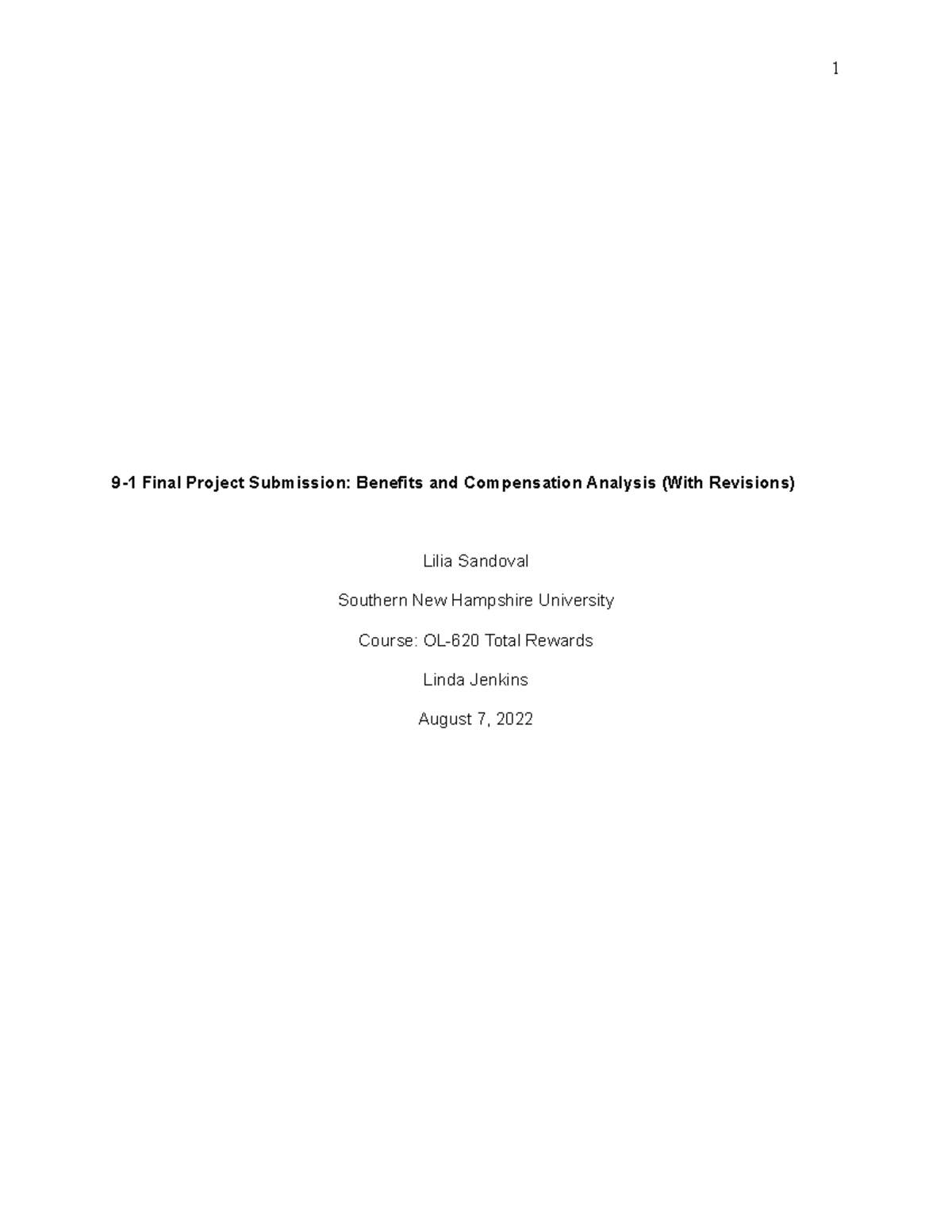 OL-620 Final Project: Benefits & Compensation Analysis and Presentation ...