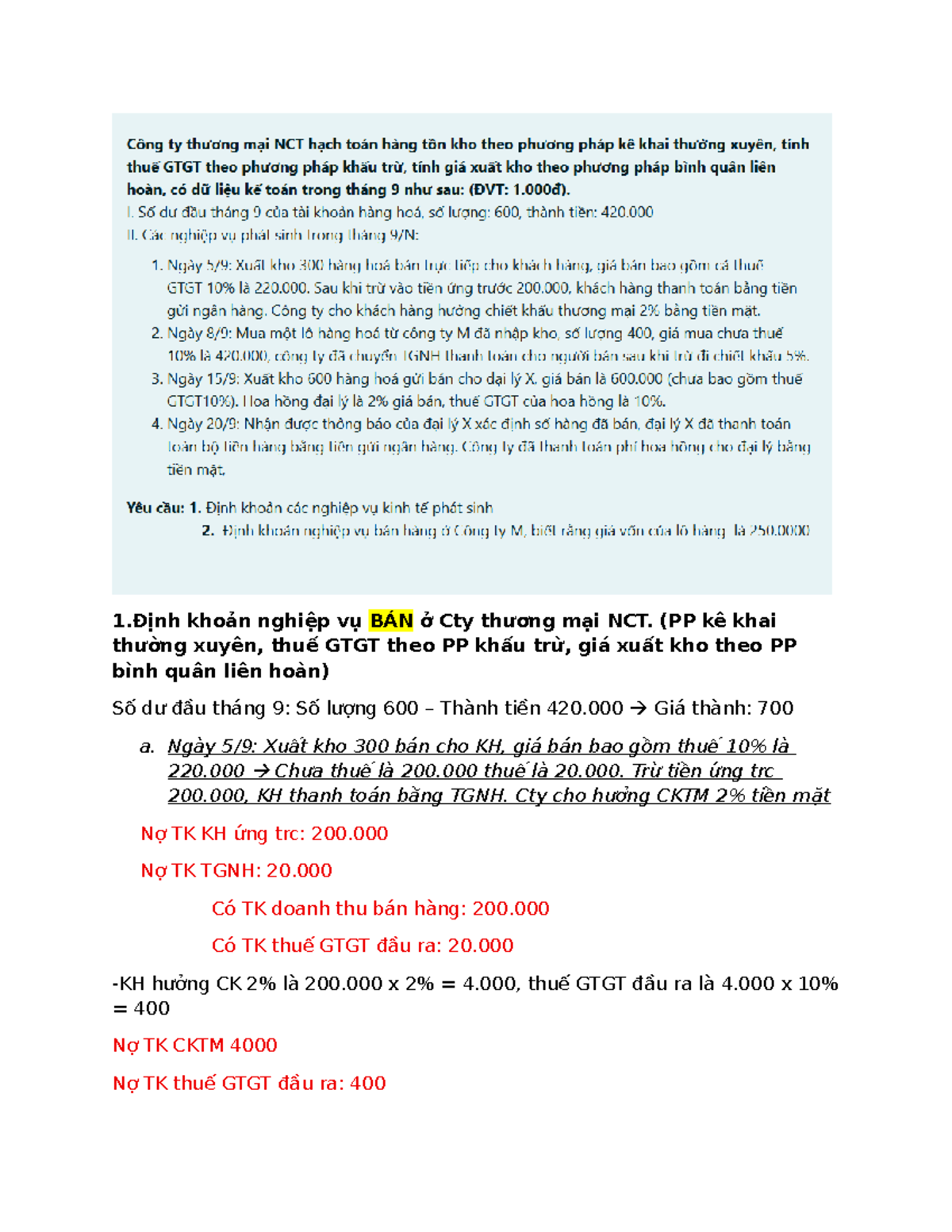 NLKT - Chương 4: Định Khoản Nghiệp Vụ Bán Hàng và Chi Phí Doanh Nghiệp ...