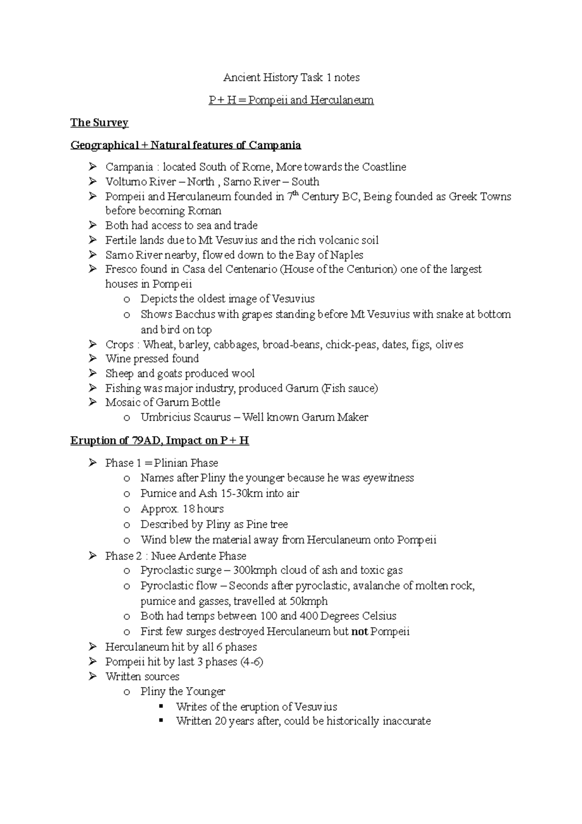 Pompeii and Herculaneum: Comprehensive Study Notes (Ancient History ...