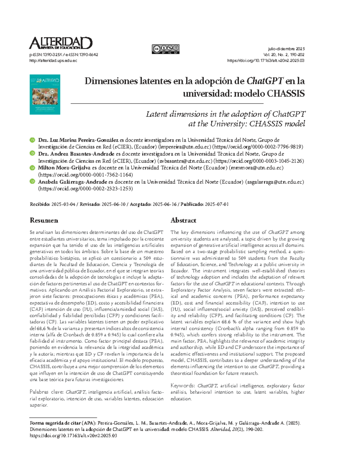 Dimensiones Latentes en la Adopción de ChatGPT en la Universidad ...