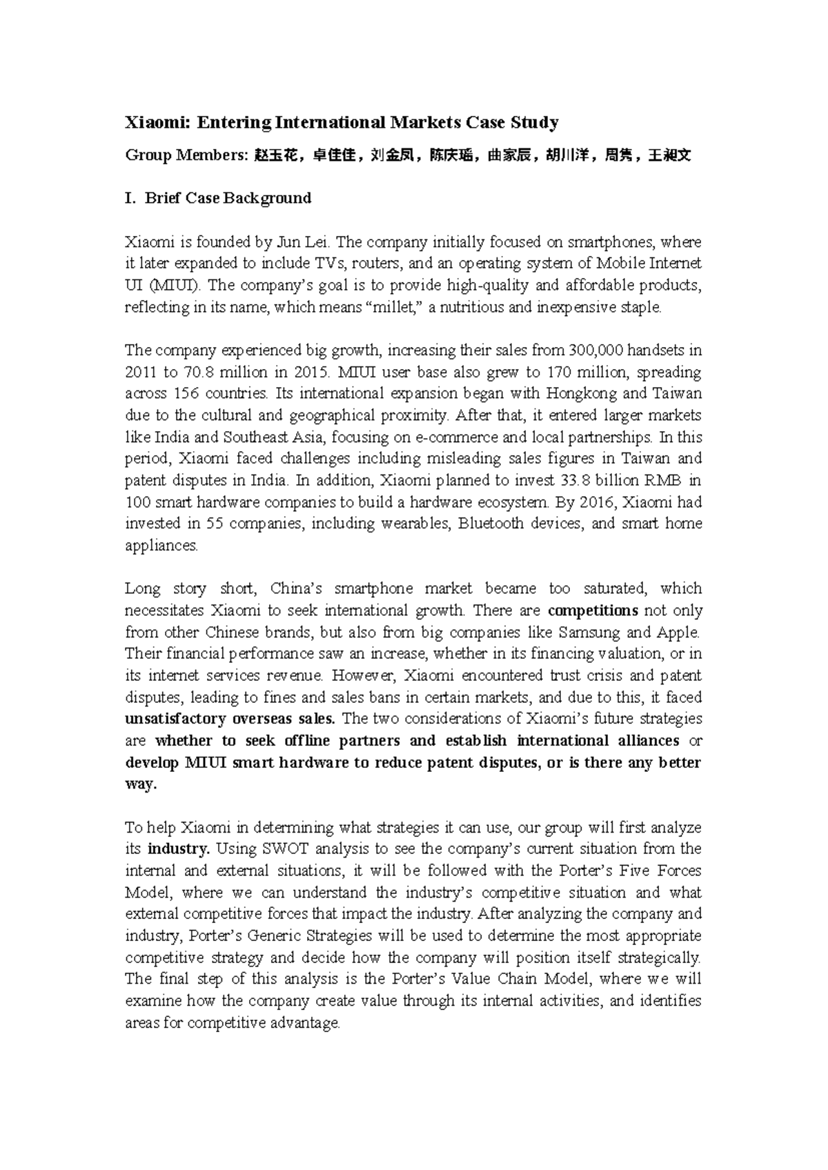 Xiaomi's Intl Expansion Strategies: Insights & Recommendations Case Study - Studocu