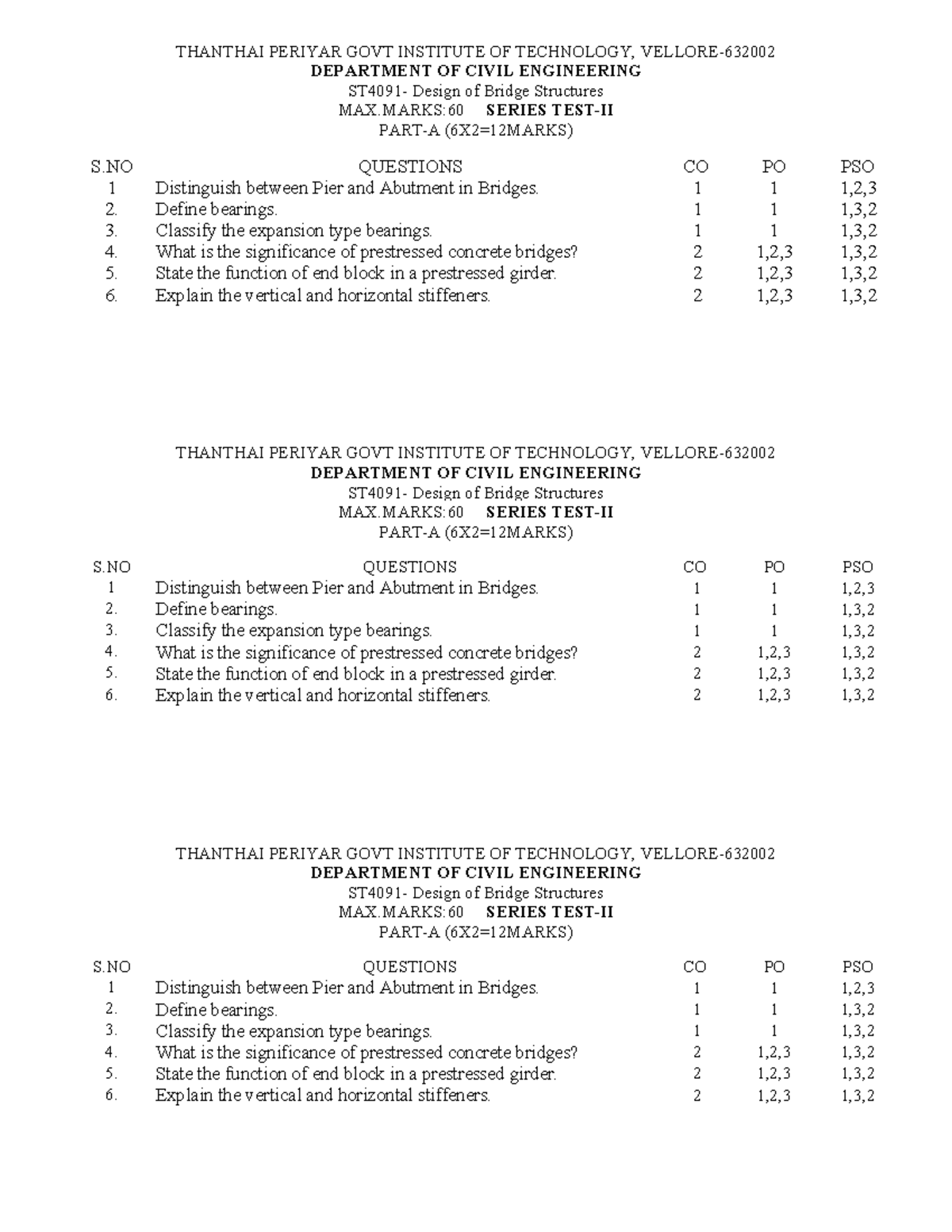 Bridge Structures QP 2024 - Design Questions and Analysis - Studocu