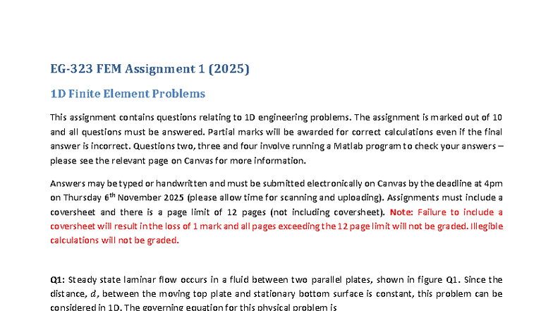 EG-323 - Assignment 1 (2025): 1D Finite Element Analysis Problems - Studocu