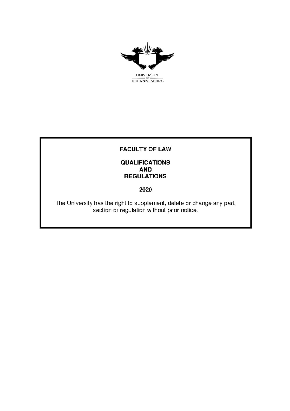 Faculty of Law Regulations and Qualifications - Update as of Jan 2020 ...